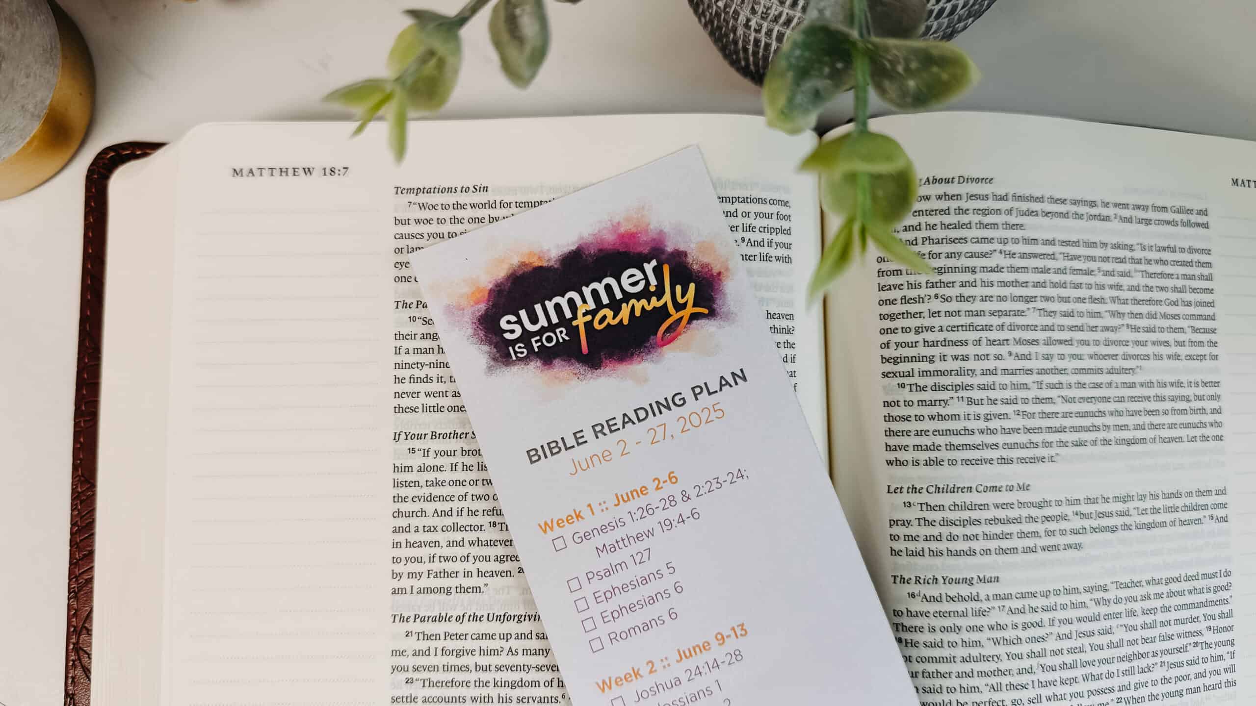 Summer is for Family: Bible Reading Plan - Church at The Mill